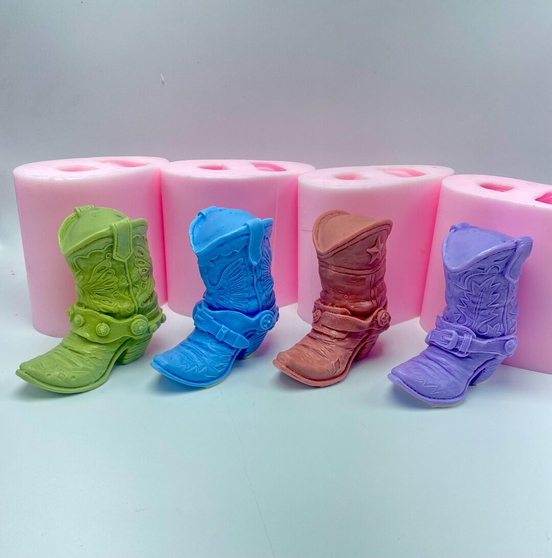 3d Western Cowgirl Boots Silicone Mold. Soap Epoxy Resin Wax Concrete ...