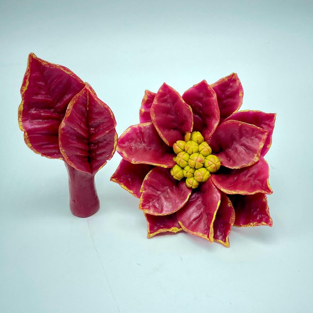 Poinsettia 3d Silicone Mold. Big Poinsettia Food Grade Mold. Realistic ...