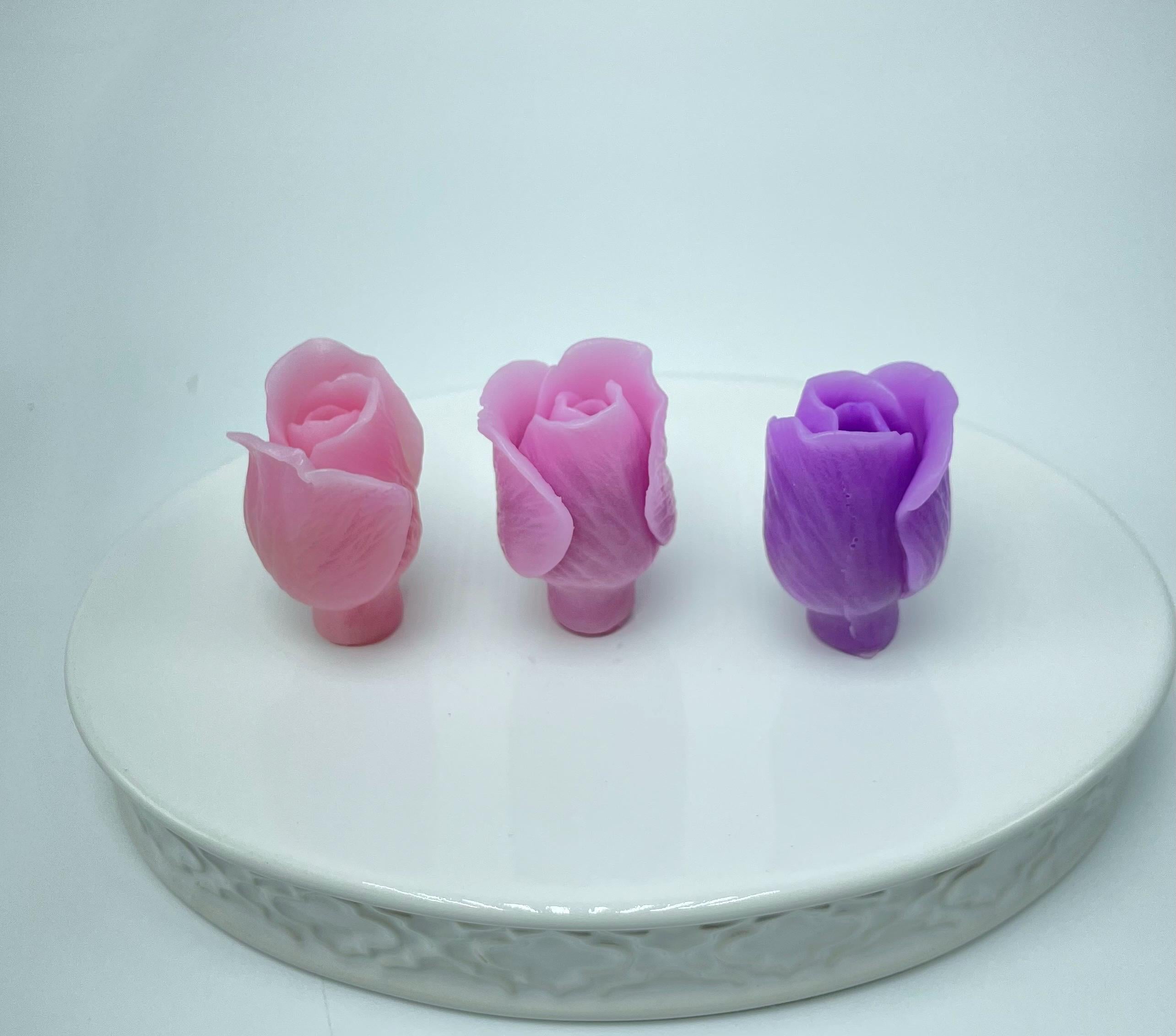 3d Mini Rose Bud Silicone Mold. Little Rose Bud Food Grade Silicone ...