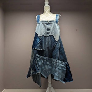 Upcycled Denim Patchwork Dress-xl - Etsy