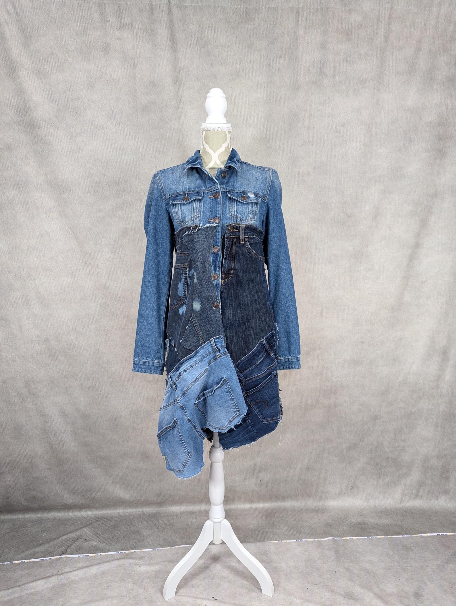 Upcycled Long Denim Patchwork Jacket - M/L - Etsy