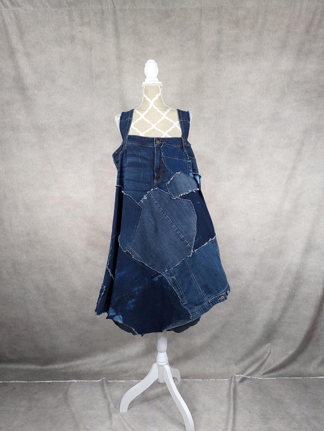 Upcycled Plus Size Denim Patchwork Dress- XXL - Etsy