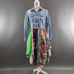 Upcycled Long Flowy Denim and Fabric Jacket Small - Etsy