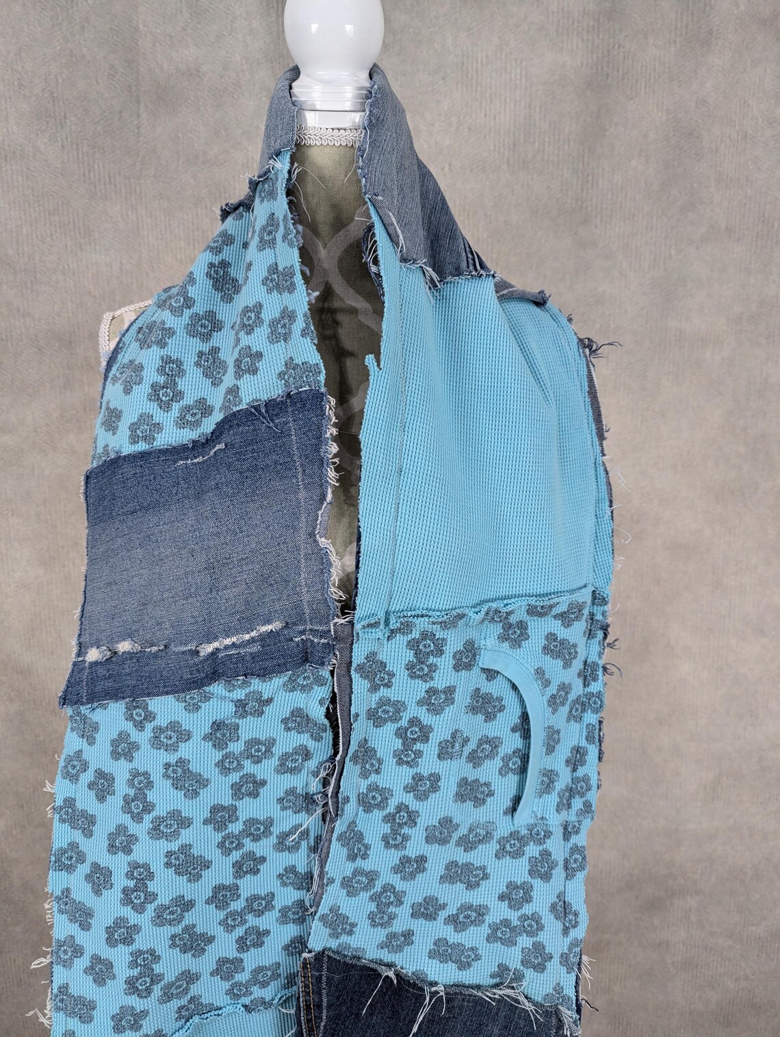 Upcycled Reversable Denim Patchwork Infinity Scarf - Etsy