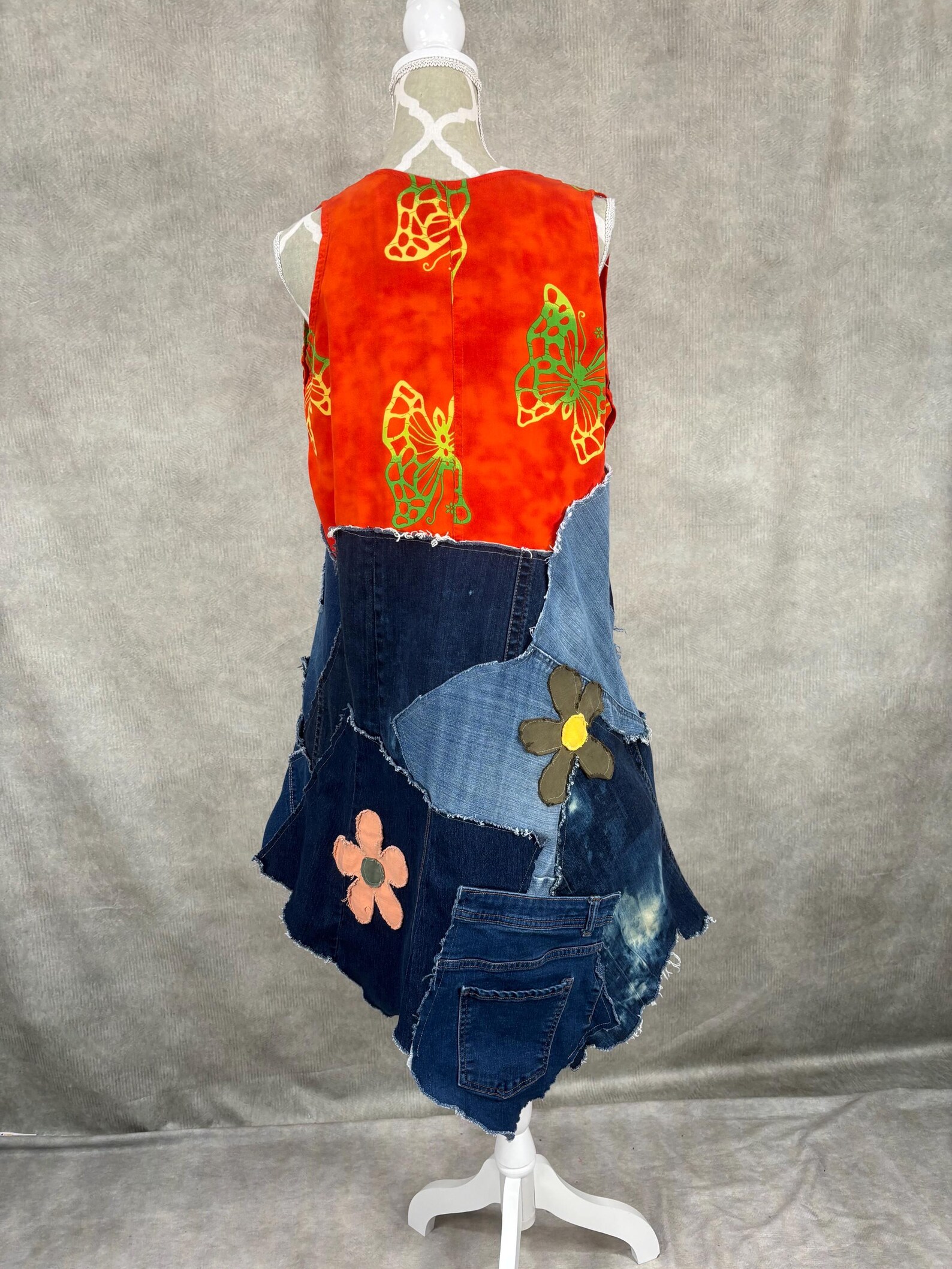 Upcycled Denim Patchwork Sundress- S/M - Etsy