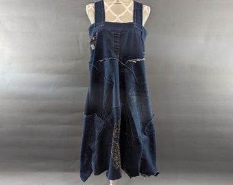 Upcycled Flowy Denim Patchwork Dress M/L - Etsy