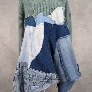 Upcycled Denim Patchwork Sweater/dress -XL - Etsy