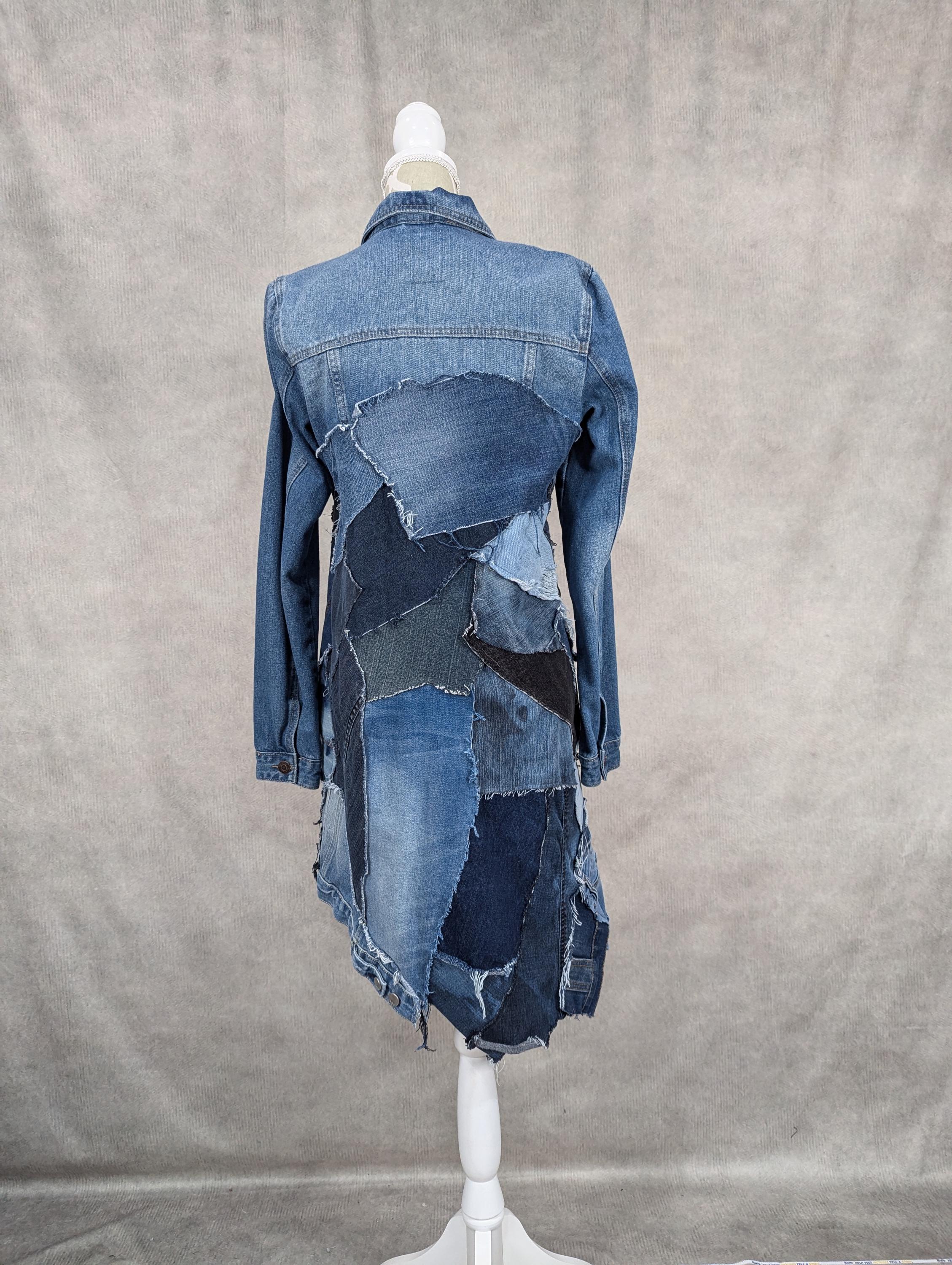 Upcycled Long Denim Patchwork Jacket - M/L - Etsy
