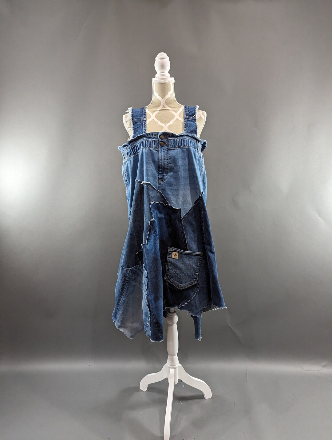 Upcycled Denim Patchwork Dress Large - Etsy