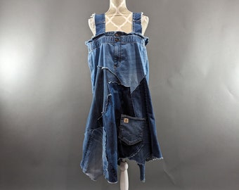 Upcycled Flowy Denim Patchwork Dress M/L - Etsy