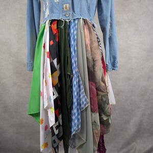Upcycled Long Flowy Denim and Fabric Jacket- Small - Etsy