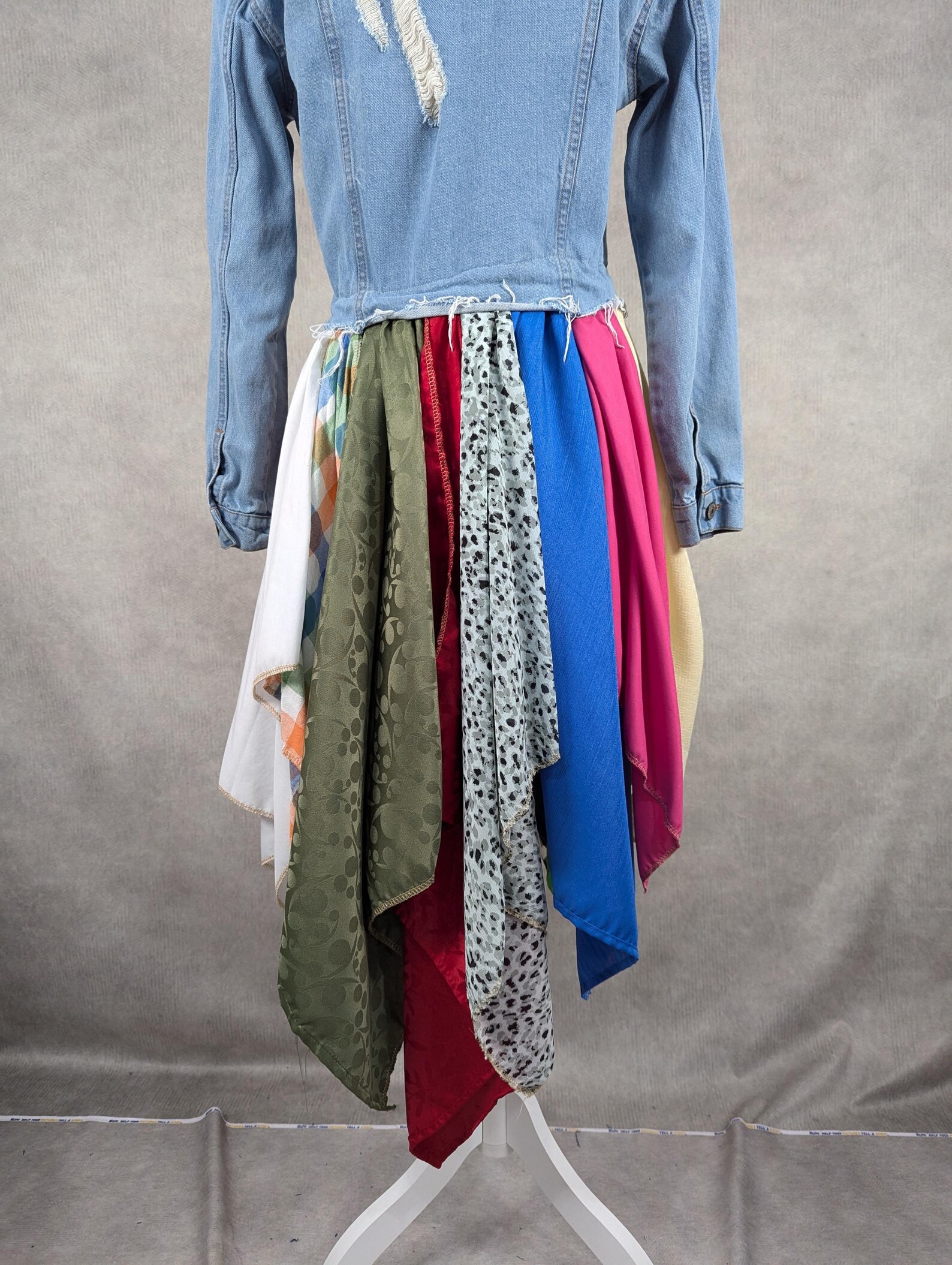 Upcycled Long Flowy Denim and Fabric Jacket- Small - Etsy