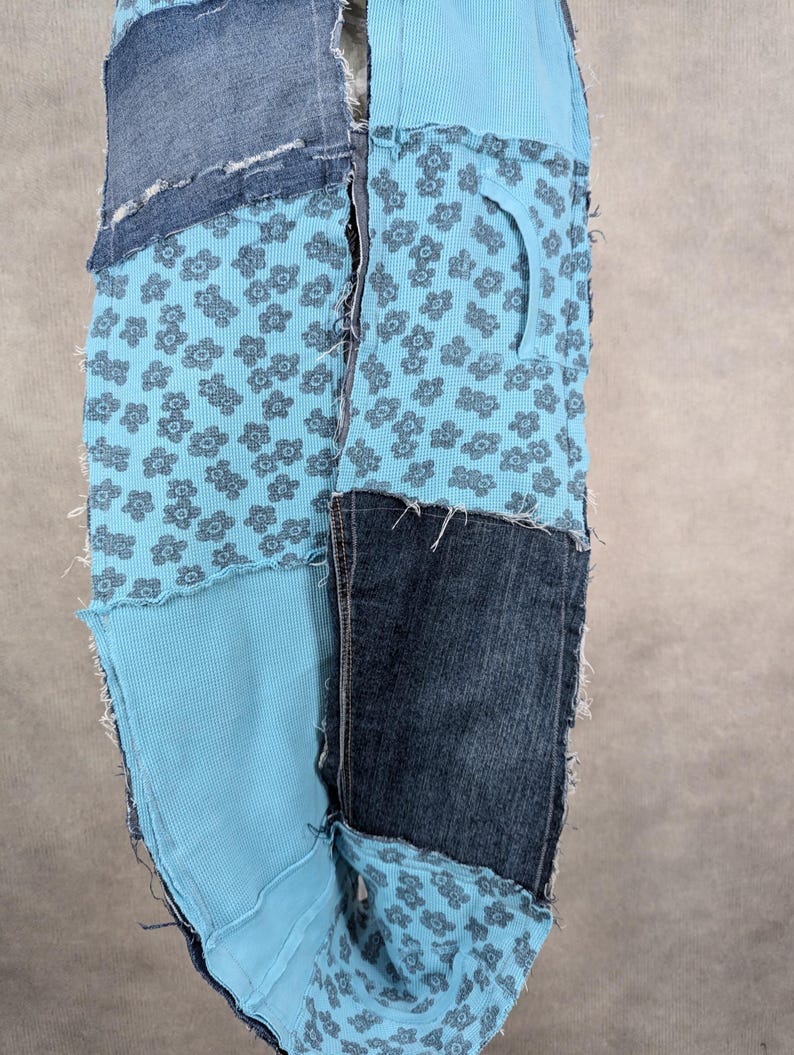 Upcycled Reversable Denim Patchwork Infinity Scarf - Etsy