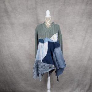 Upcycled Denim Patchwork Sweater/dress -XL - Etsy