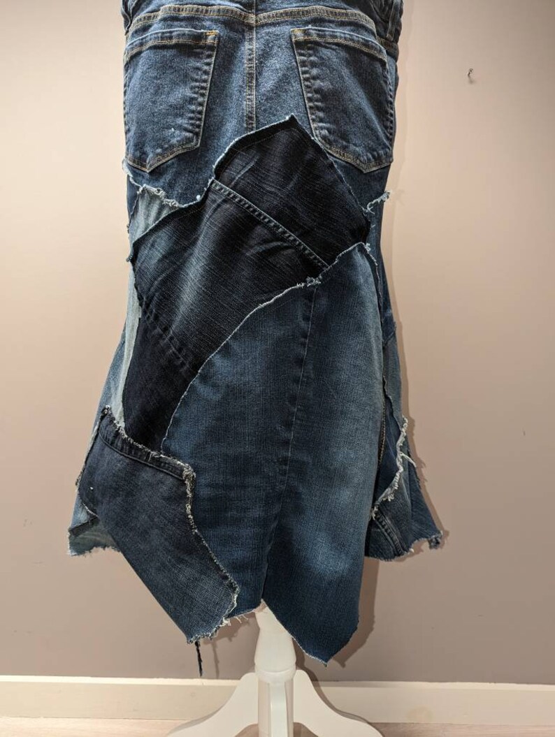 Upcycled Denim Patchwork Dress M L Etsy