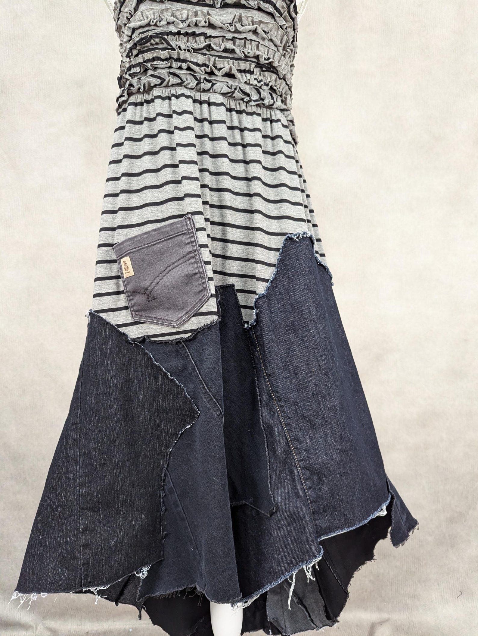 Upcycled Sundress With Denim Patchwork Detail - M/L - Etsy