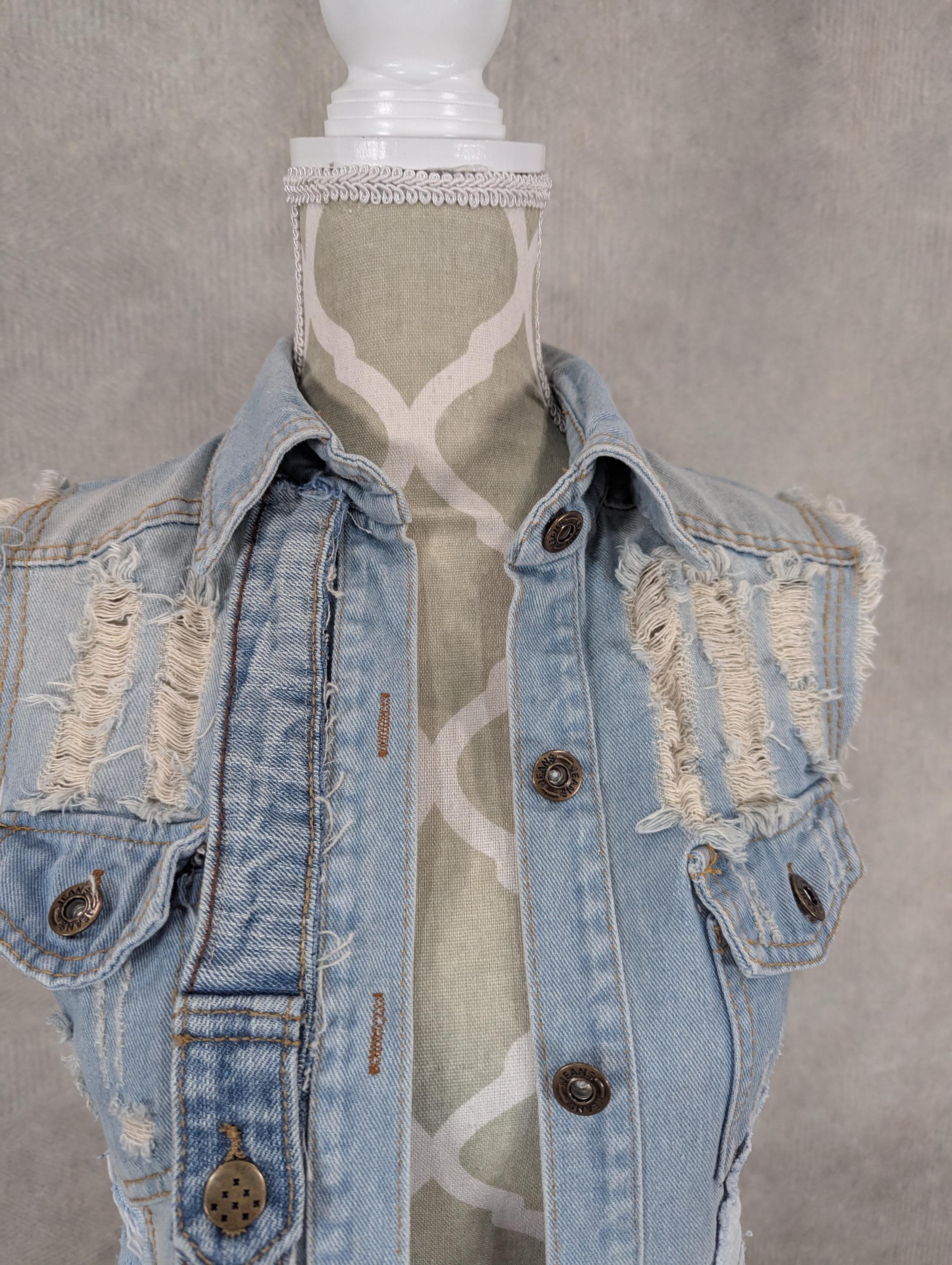 Upcycled Distressed Denim Vest - Xsmall - Etsy