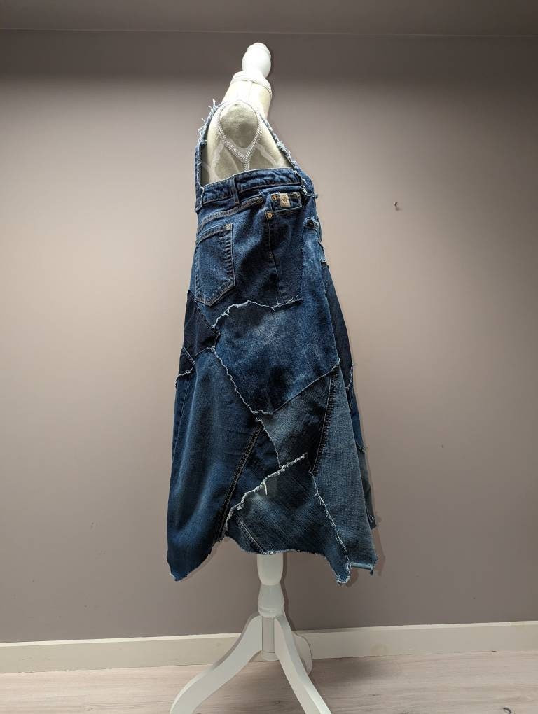 Upcycled Denim Patchwork Dress M/L - Etsy