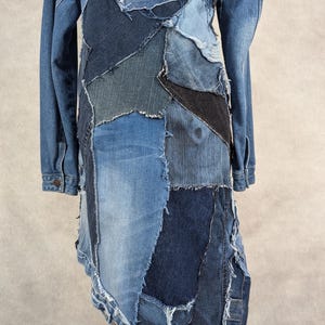 Upcycled Long Denim Patchwork Jacket - M/L - Etsy