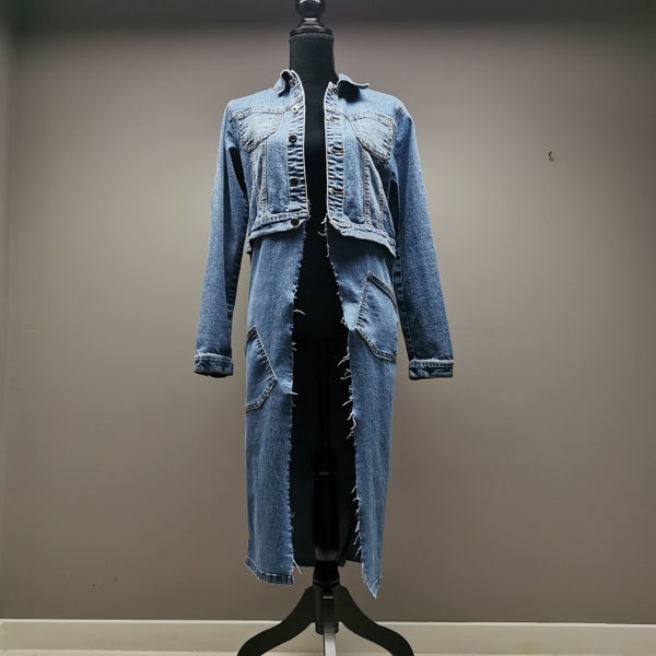 Long Denim Jacket - Etsy