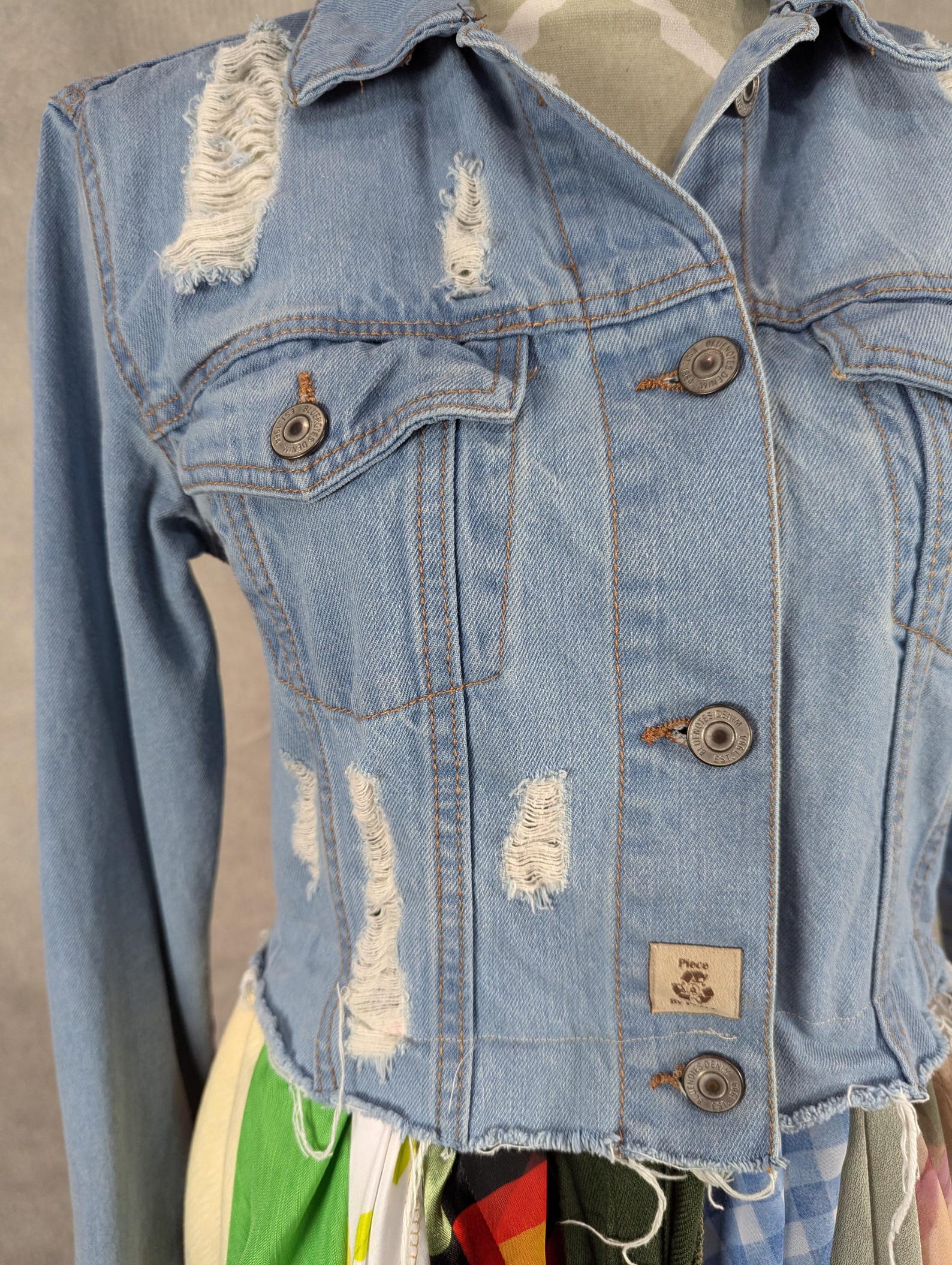 Upcycled Long Flowy Denim and Fabric Jacket- Small - Etsy