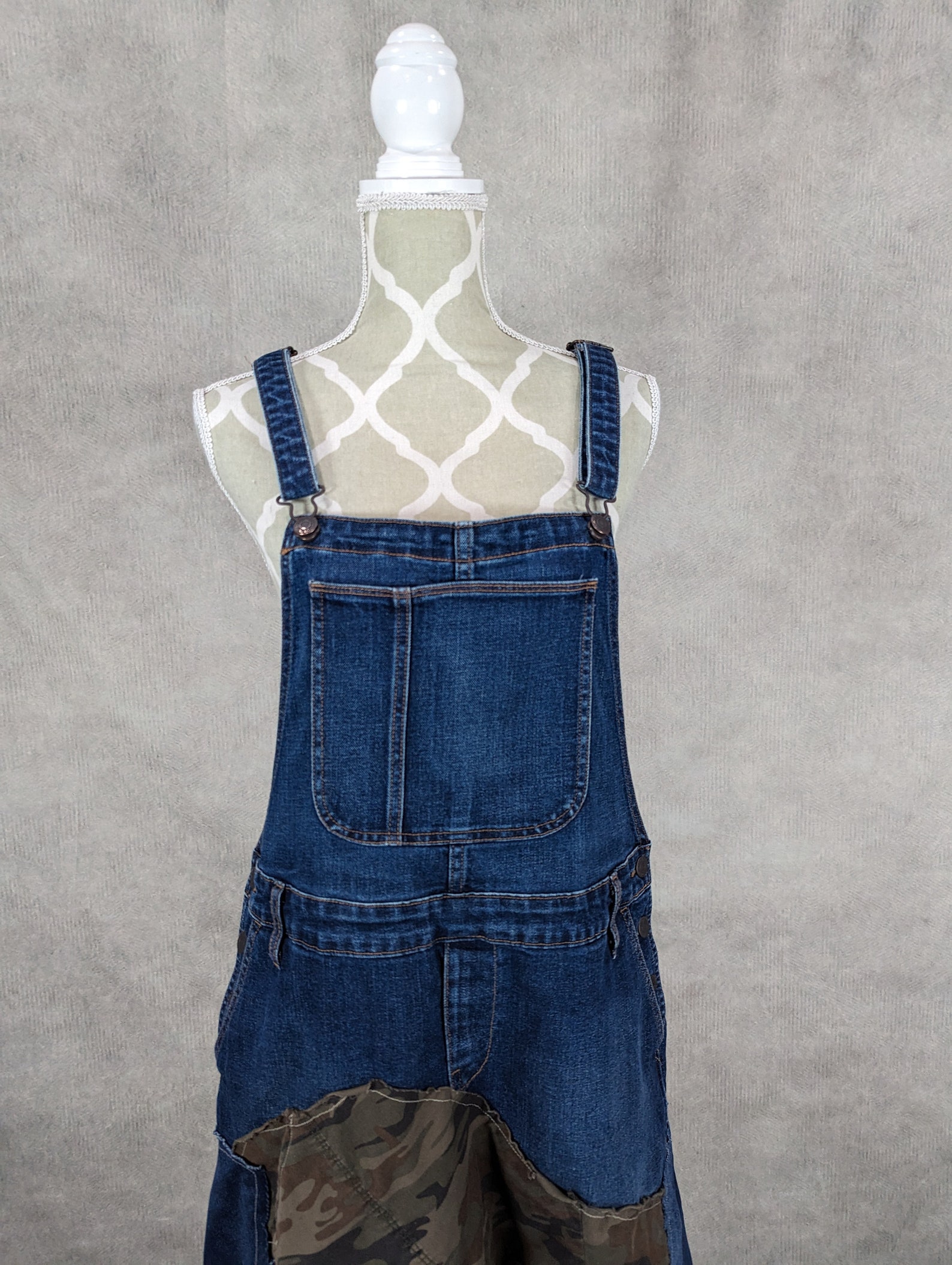 Upcycled Denim and Camo Patchwork Overall Dress -large - Etsy