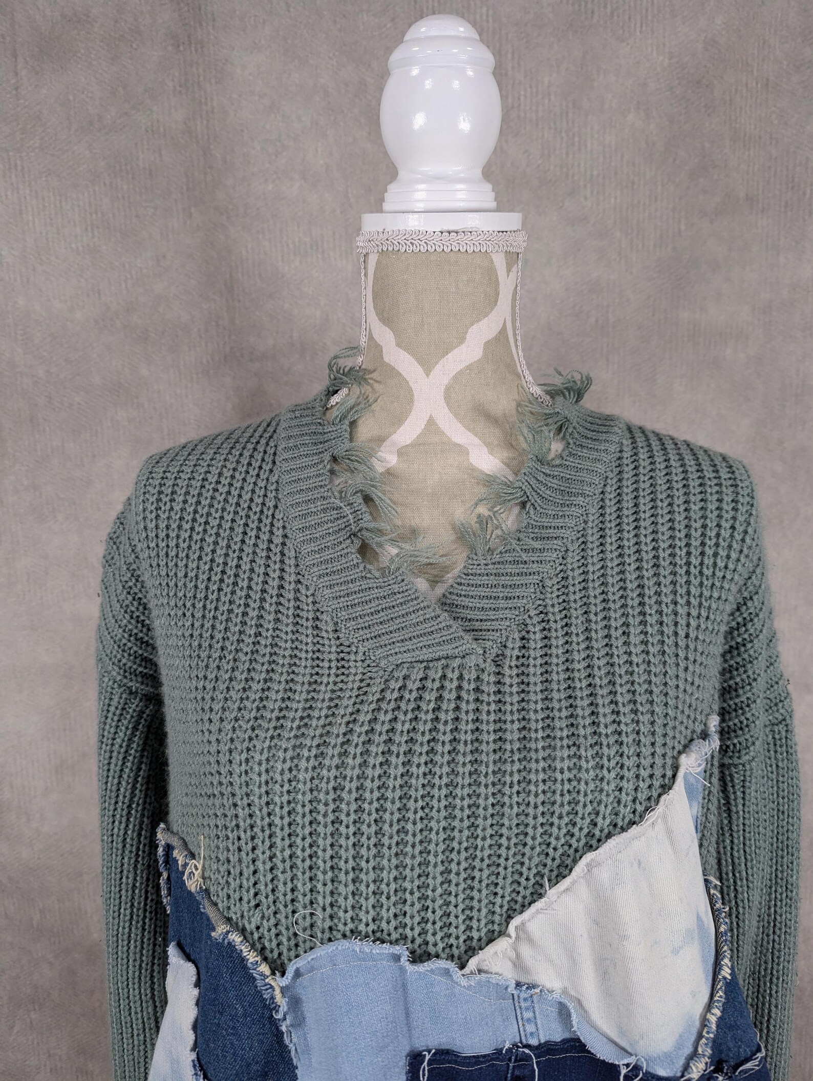 Upcycled Denim Patchwork Sweater/dress -XL - Etsy