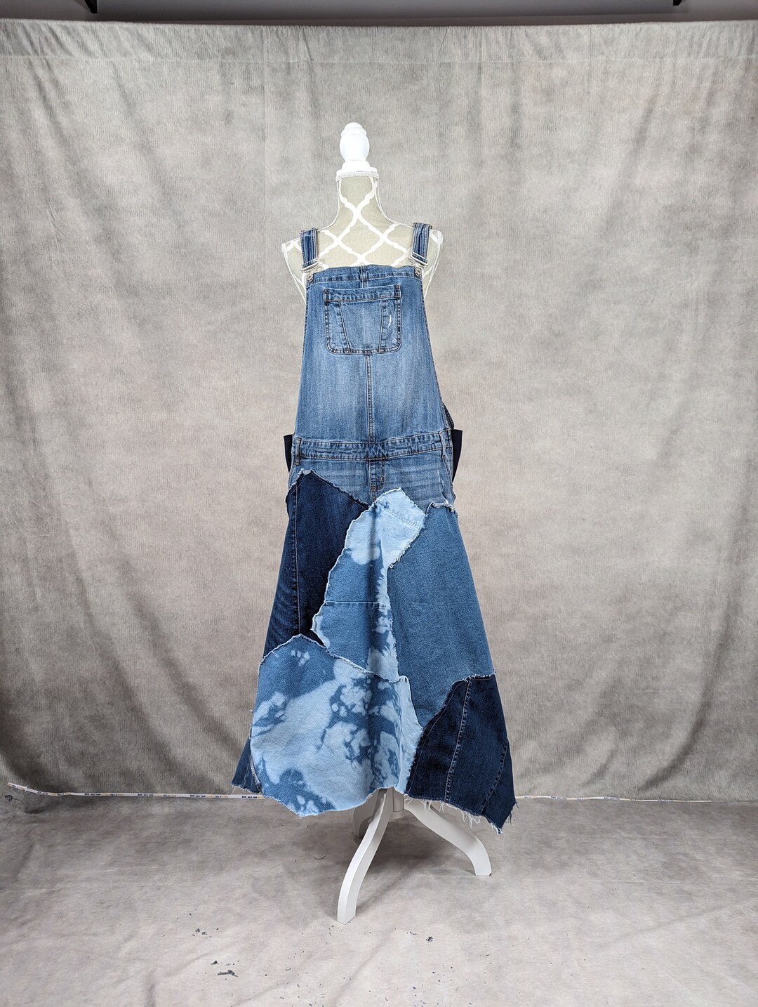 Upcycled Denim Patchwork Overall Dress XL - Etsy