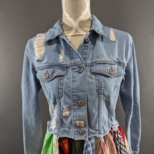 Upcycled Long Flowy Denim and Fabric Jacket Small - Etsy