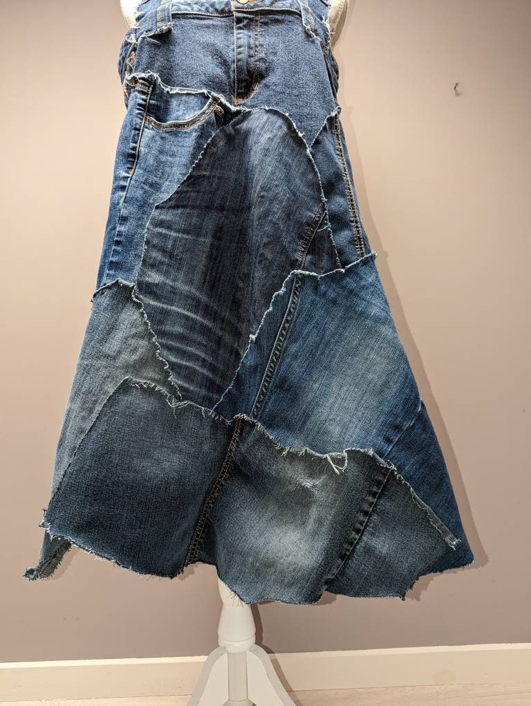 Upcycled Denim Patchwork Dress M/L - Etsy