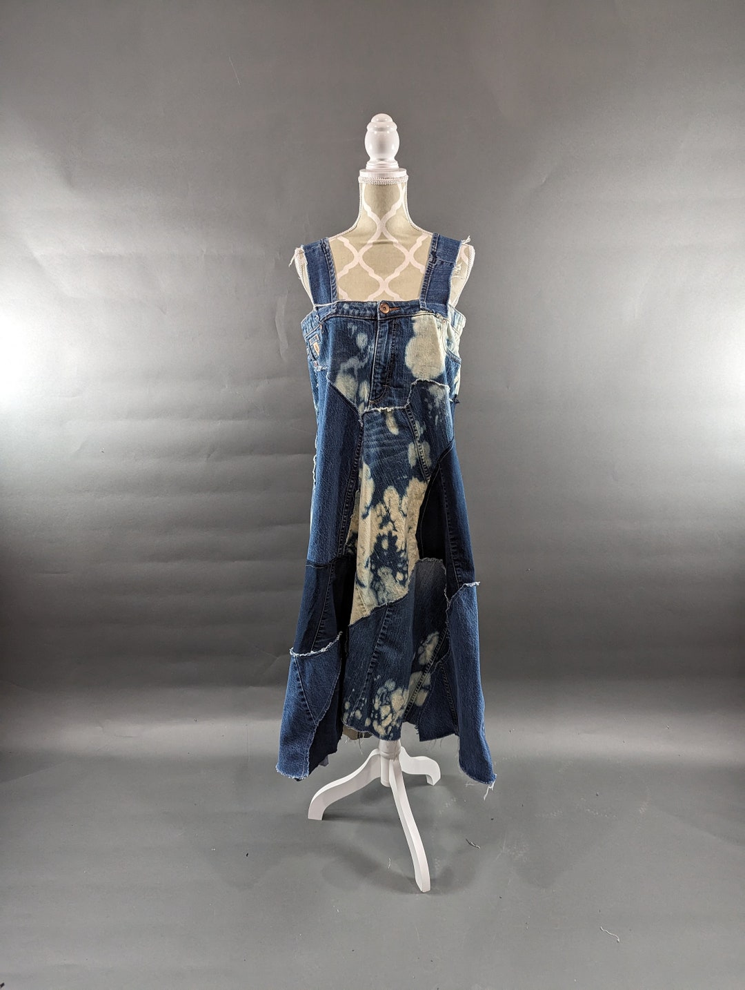 Upcycled Flowy Denim Patchwork Dress Large - Etsy