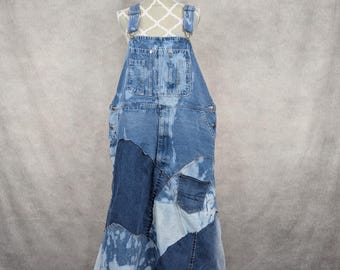 Upcycled Denim Repurposed Clothing Patchwork Overall Handmade Blue Long ...