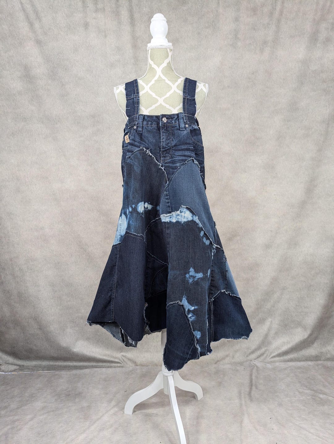 Upcycled Flowy Denim Patchwork Dress-medium - Etsy