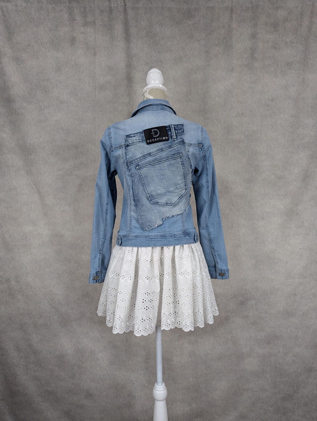 Upcycled Denim and Eyelet Jacket - Small - Etsy