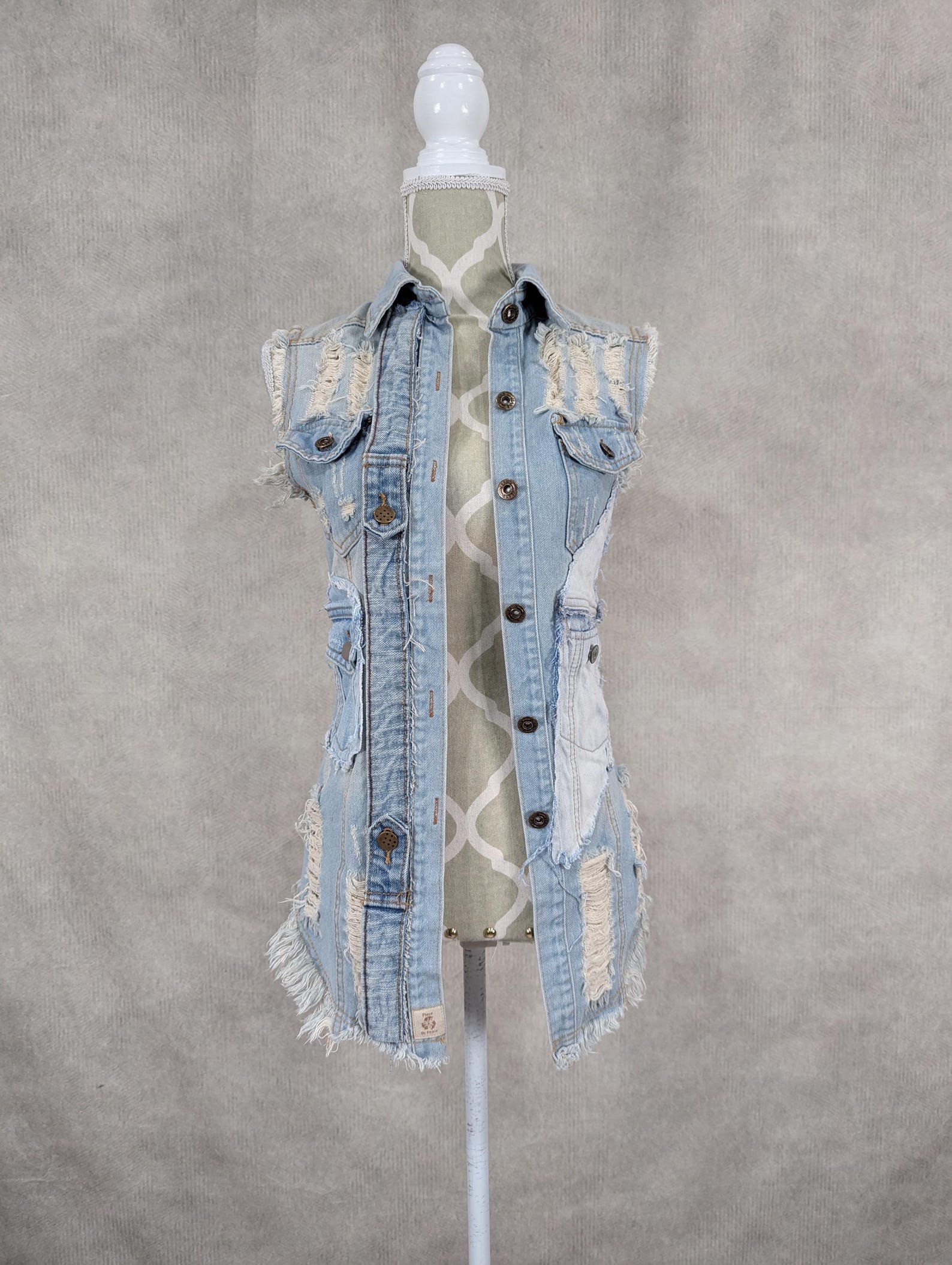 Upcycled Distressed Denim Vest - Xsmall - Etsy