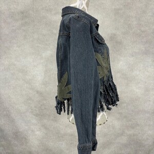 Upcycled Denim Marijuana Leaves Jacket -XL - Etsy