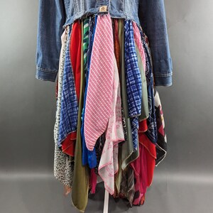 Upcycled Long Flowy Denim and Fabric Jacket-l/xl - Etsy