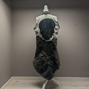 Upcycled Long Denim Patchwork Skull Vest XL - Etsy