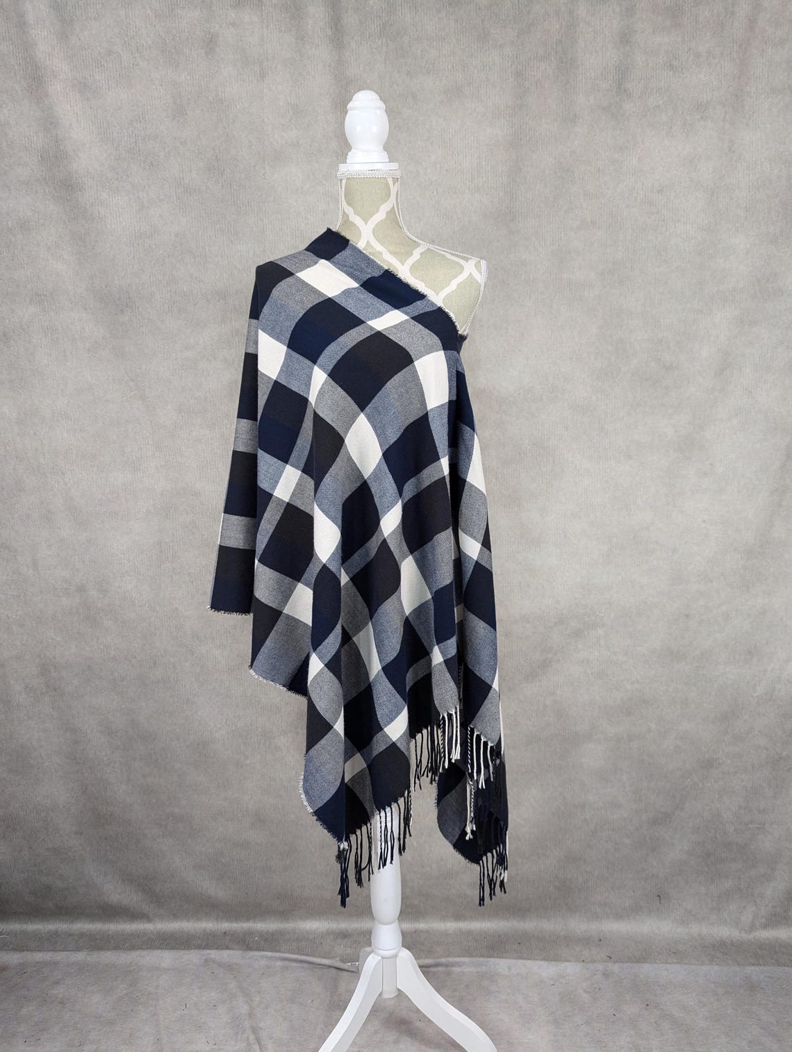 Upcycled Check Poncho -O/S - Etsy