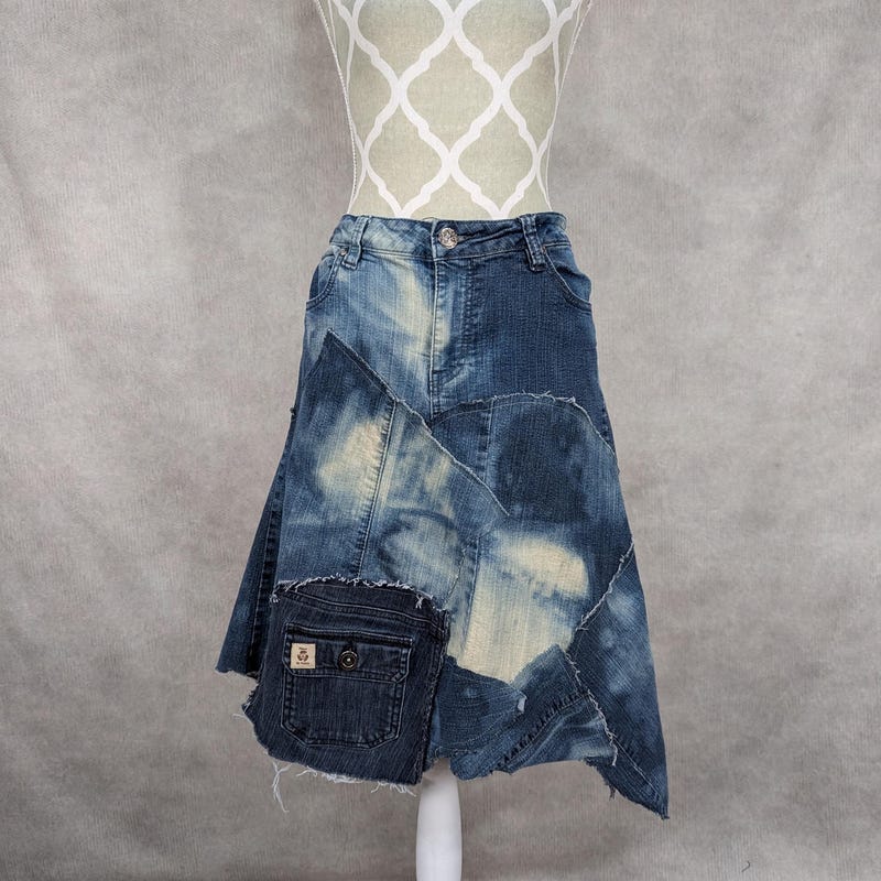 Upcycled Denim Skirt - Etsy