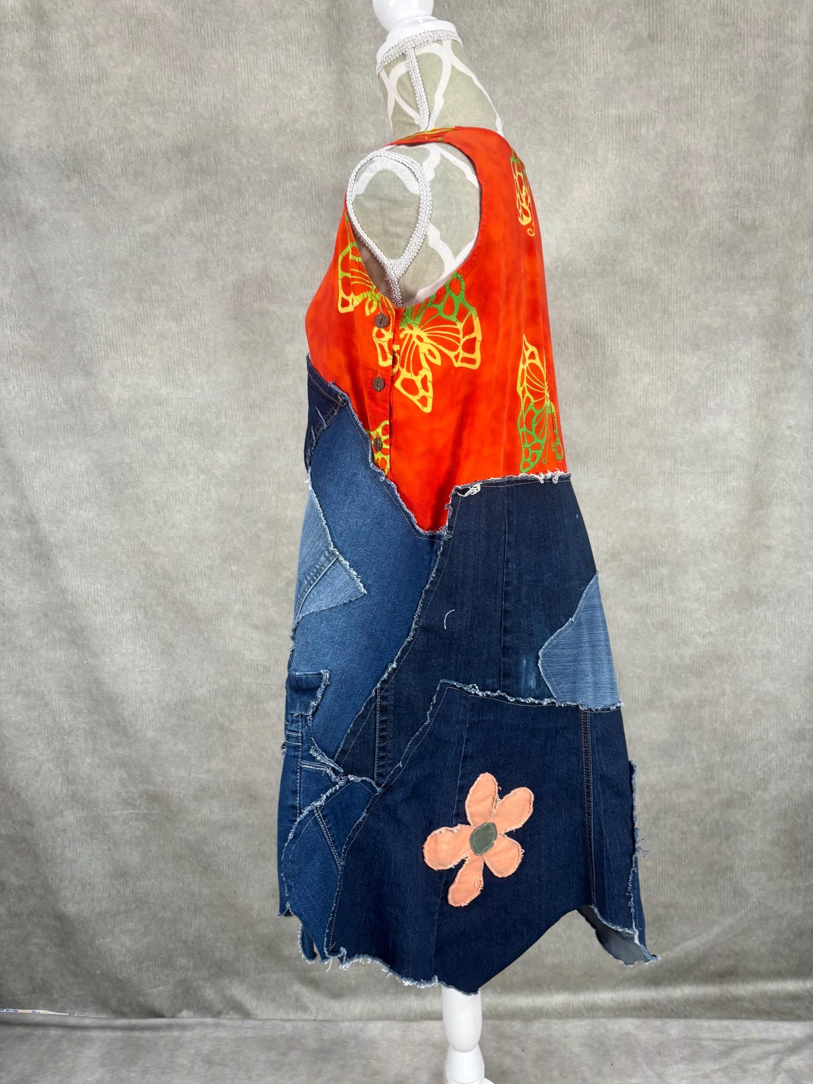 Upcycled Denim Patchwork Sundress- S/M - Etsy