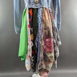 Upcycled Long Flowy Denim and Fabric Jacket Small - Etsy