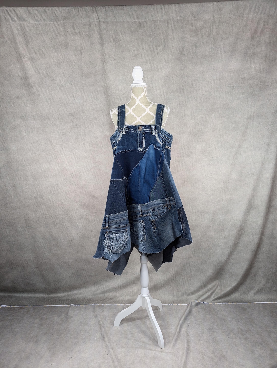 Upcycled Denim Patchwork Dress- Large - Etsy