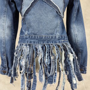 Upcycled Denim Fringe Hem Jacket -S/M - Etsy