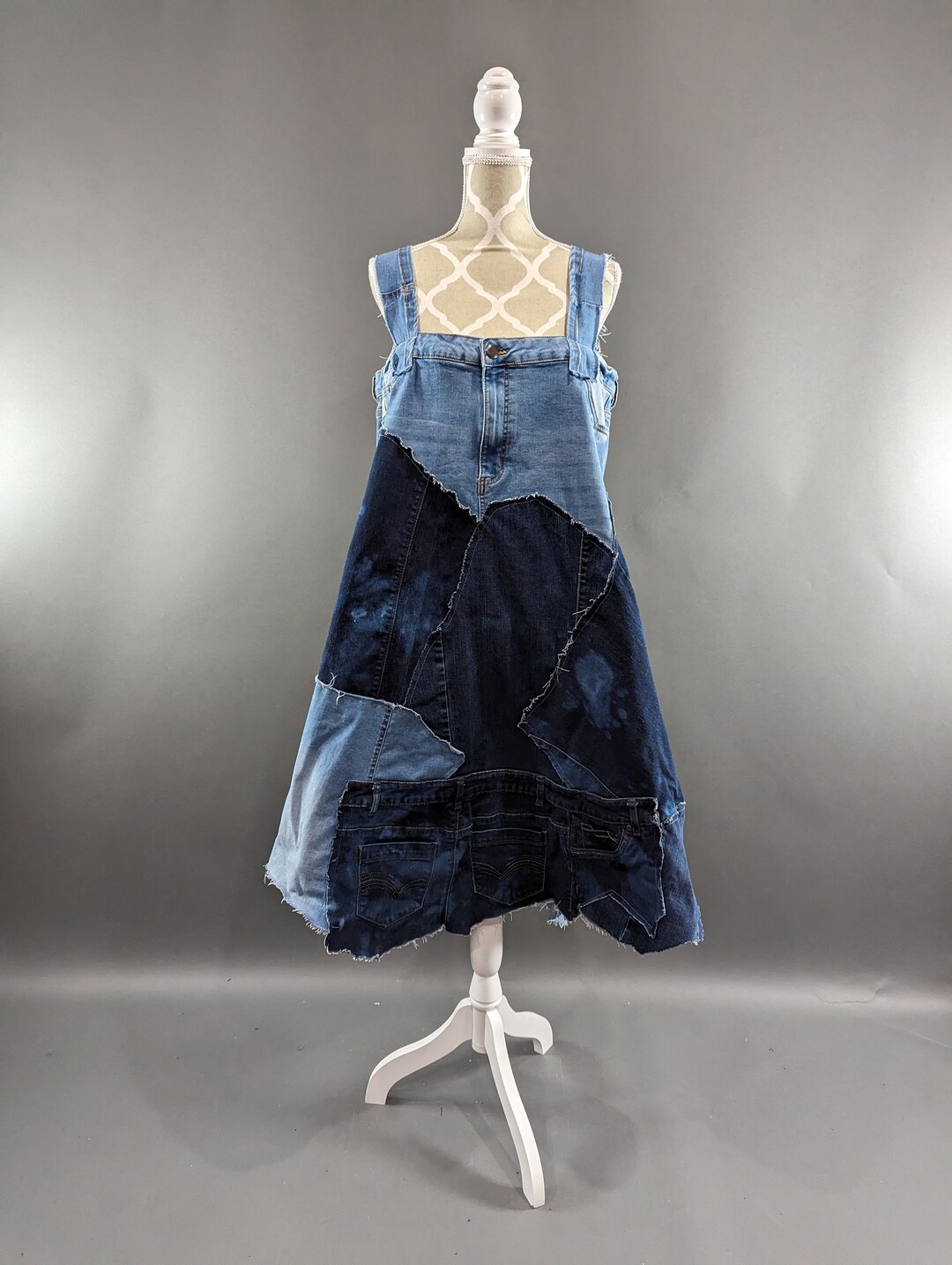 Upcycled Flowy Denim Patchwork Dress Large - Etsy