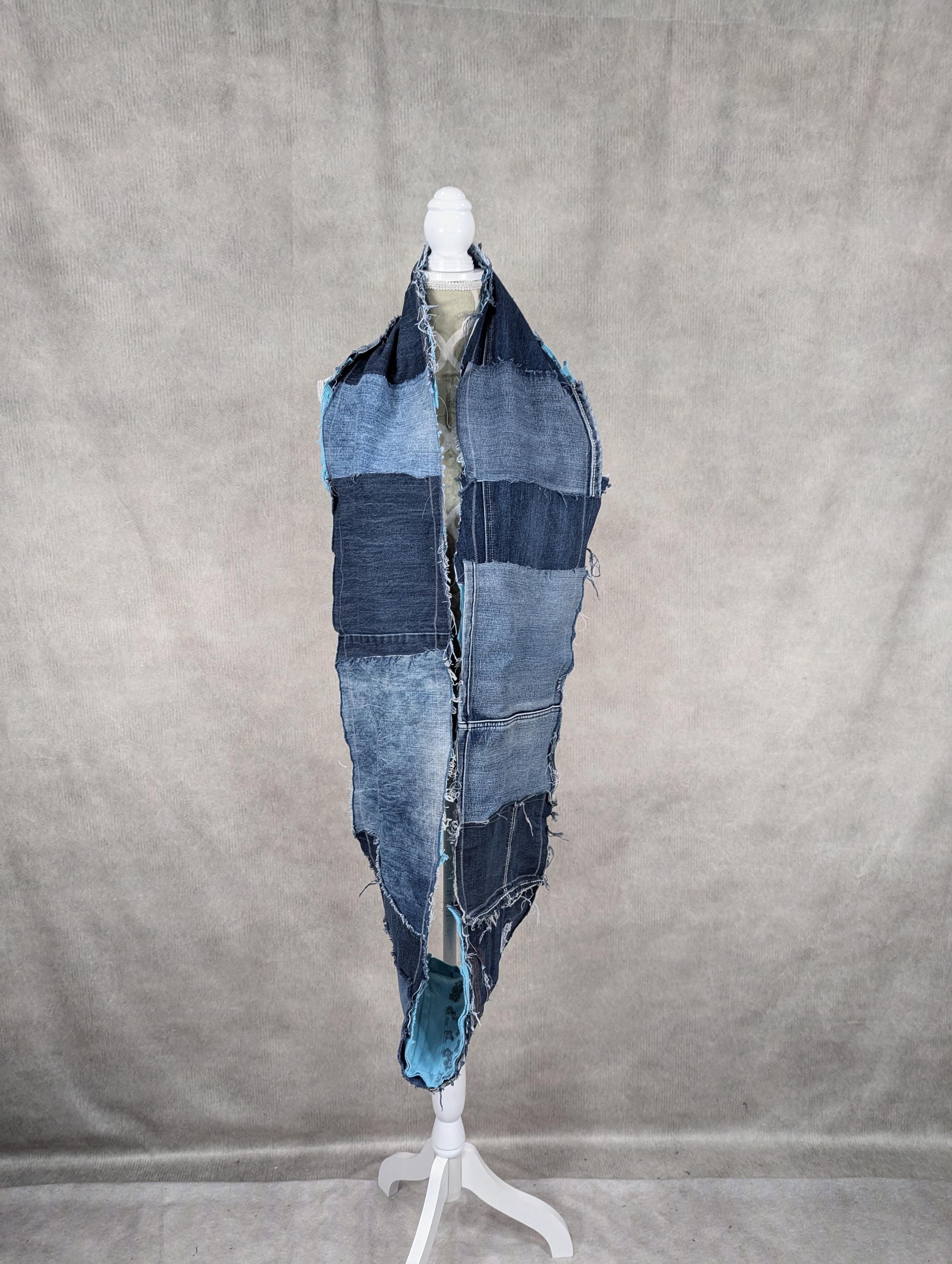 Upcycled Reversable Denim Patchwork Infinity Scarf - Etsy