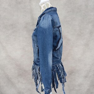 Upcycled Denim Fringe Hem Jacket -S/M - Etsy