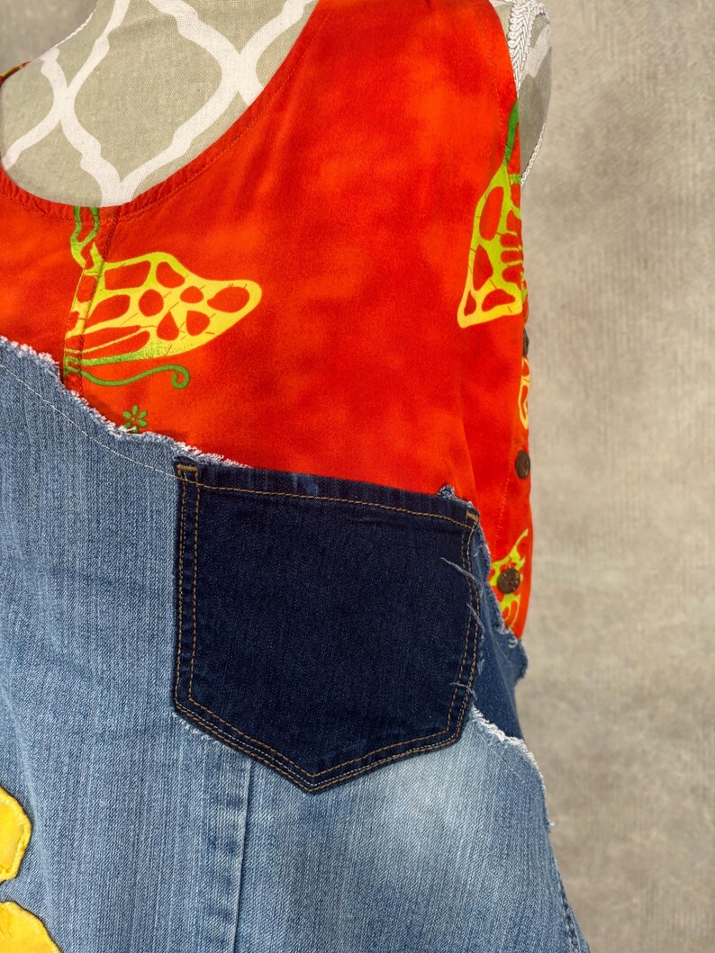 Upcycled Denim Patchwork Sundress- S/M - Etsy