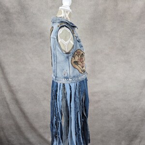 Upcycled Long Denim Vest With Frayed Fringe Hem. S/M - Etsy