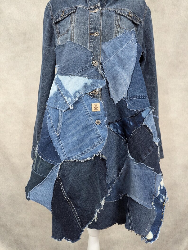 Upcycled Long Denim Patchwork Jacket -XL - Etsy
